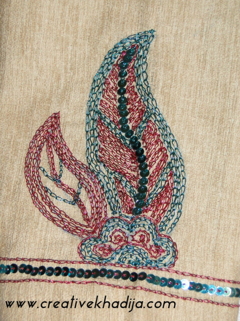 Decorative hand embroidery on ladies shirt