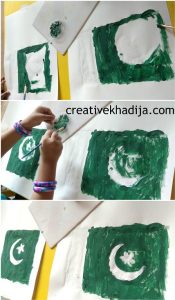 Pakistani Flag Painting for Independence Day by My Little Nieces