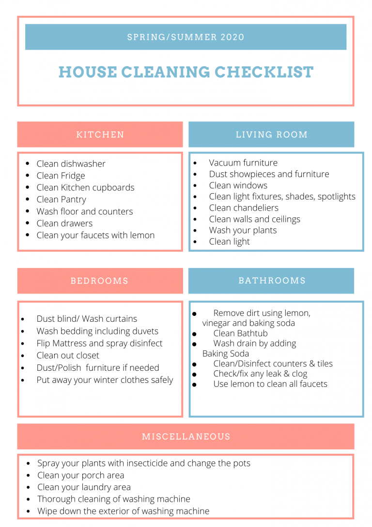 House Cleaning Checklist for Spring-Summer 2020