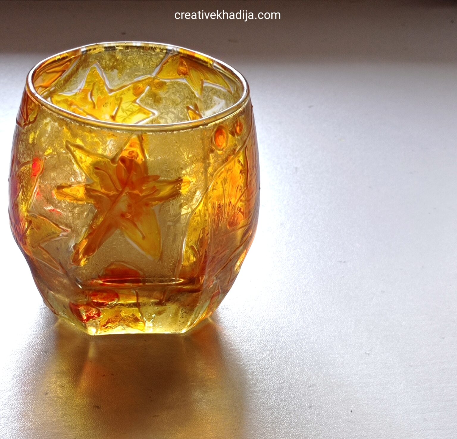 How To Paint Fall Colored Leaves on a Glass | Creative Khadija Blog