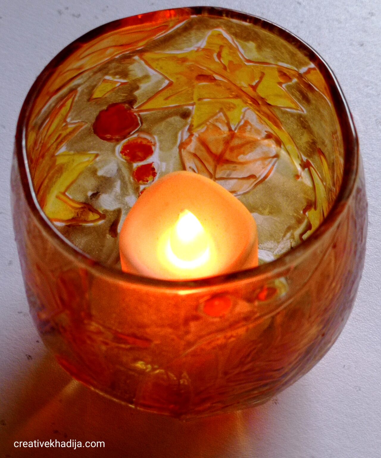 How To Paint Fall Colored Leaves on a Glass | Creative Khadija Blog