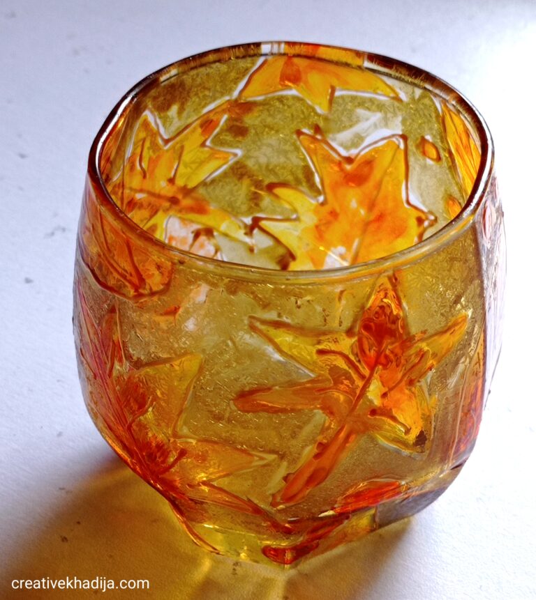How To Paint Fall Colored Leaves on a Glass | Creative Khadija Blog