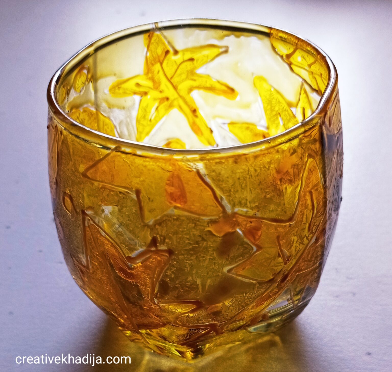 How To Paint Fall Colored Leaves on a Glass | Creative Khadija Blog