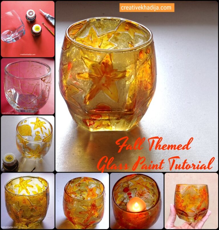 How To Paint Fall Colored Leaves on a Glass | Creative Khadija Blog